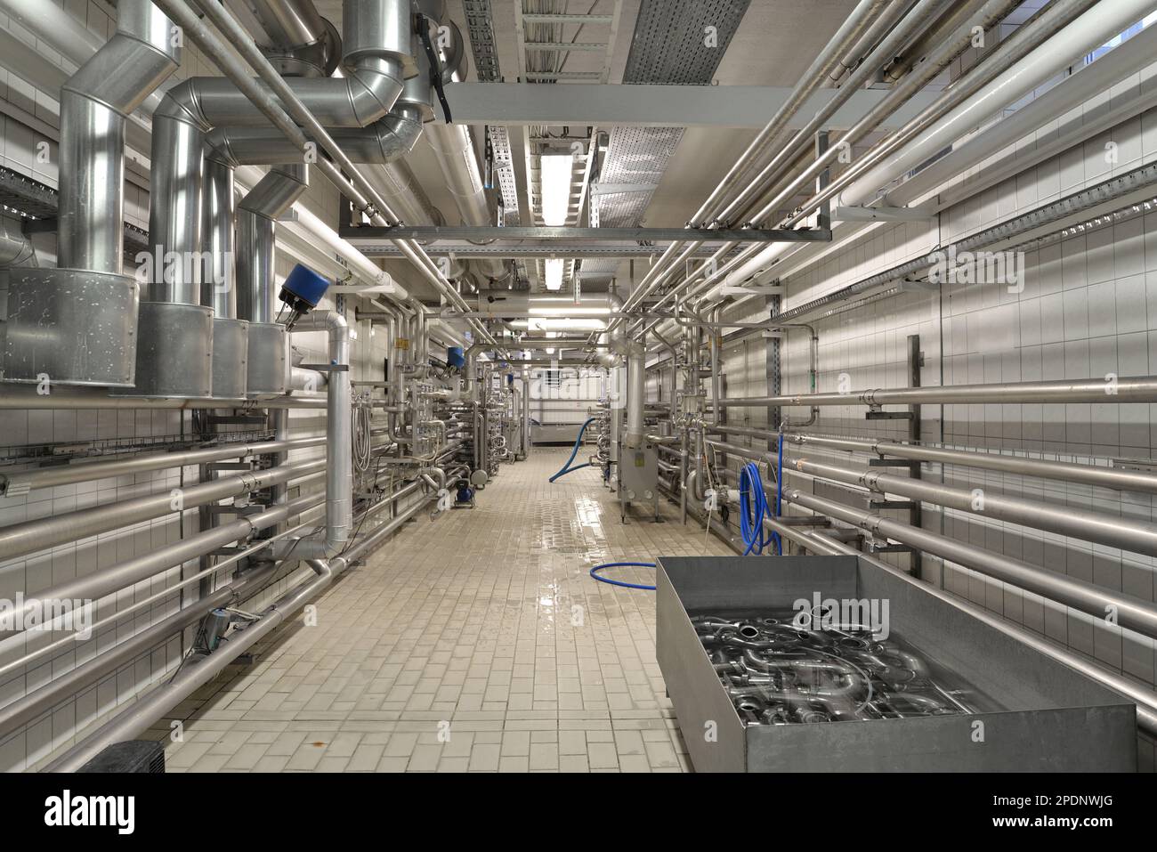 Industrial plant in a modern brewery - technology in a factory building ...