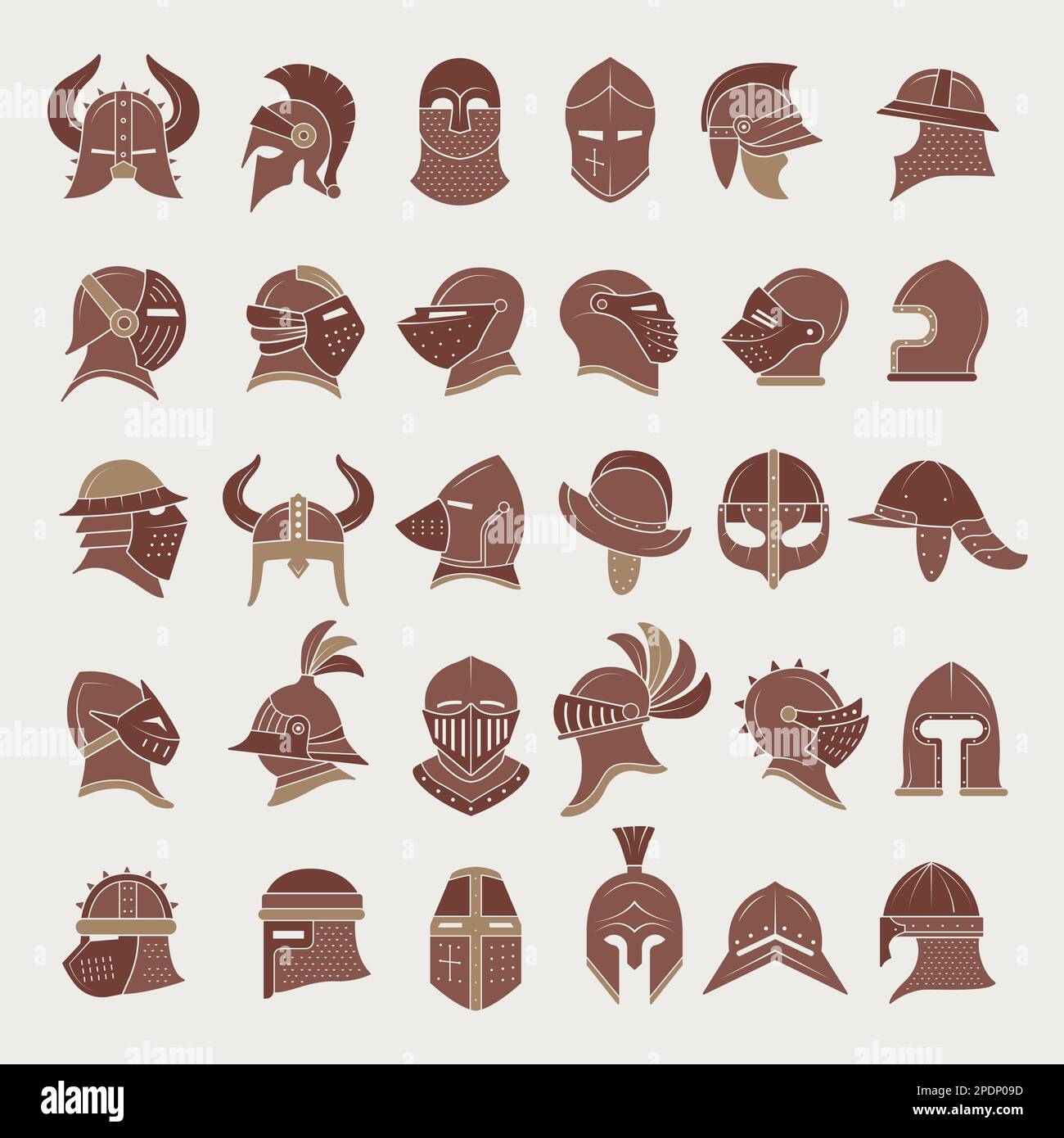 Medieval helmets. Head protection for ancient warriors recent vector ...
