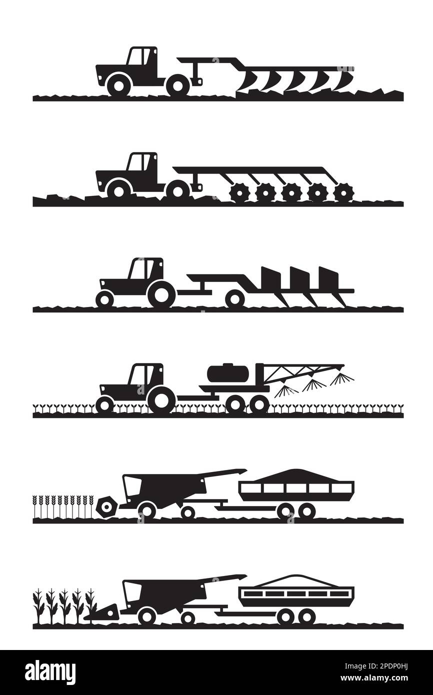 Crop growing and harvesting in the field - vector illustration Stock ...