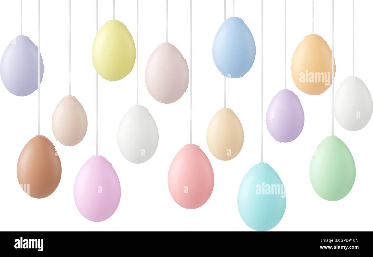 Realistic easter eggs banner, celebration greeting poster with colorful ...