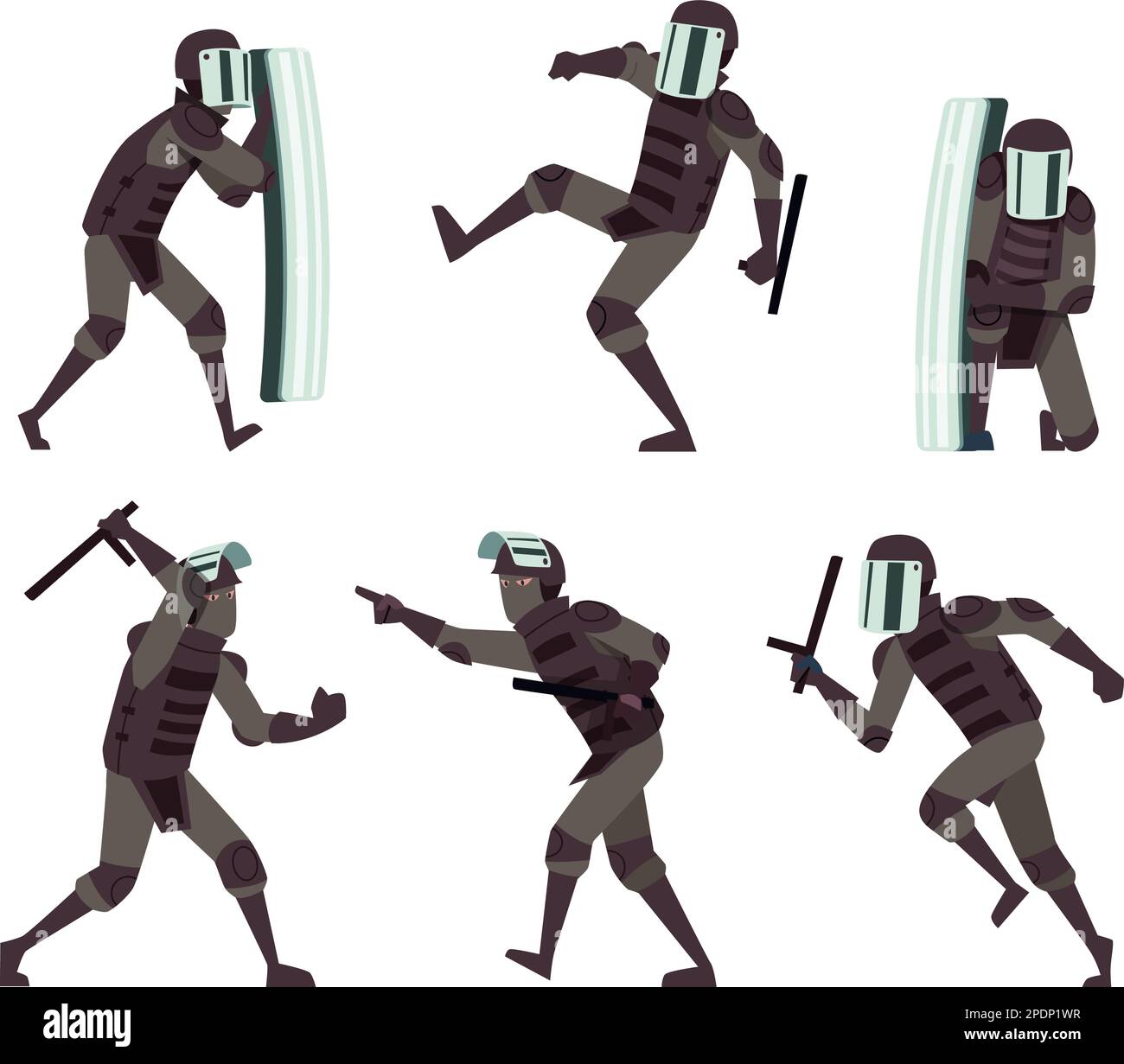 Squad police. Action attack police officers in uniforms with weapons ...