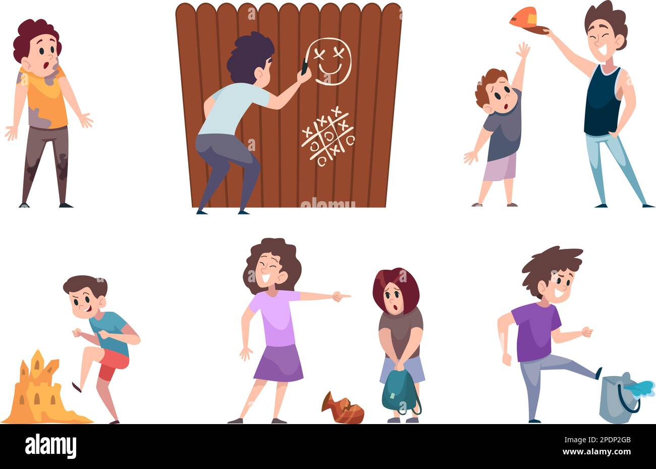 Bad Behaviour kids. The children are dirty and doing bad things ...