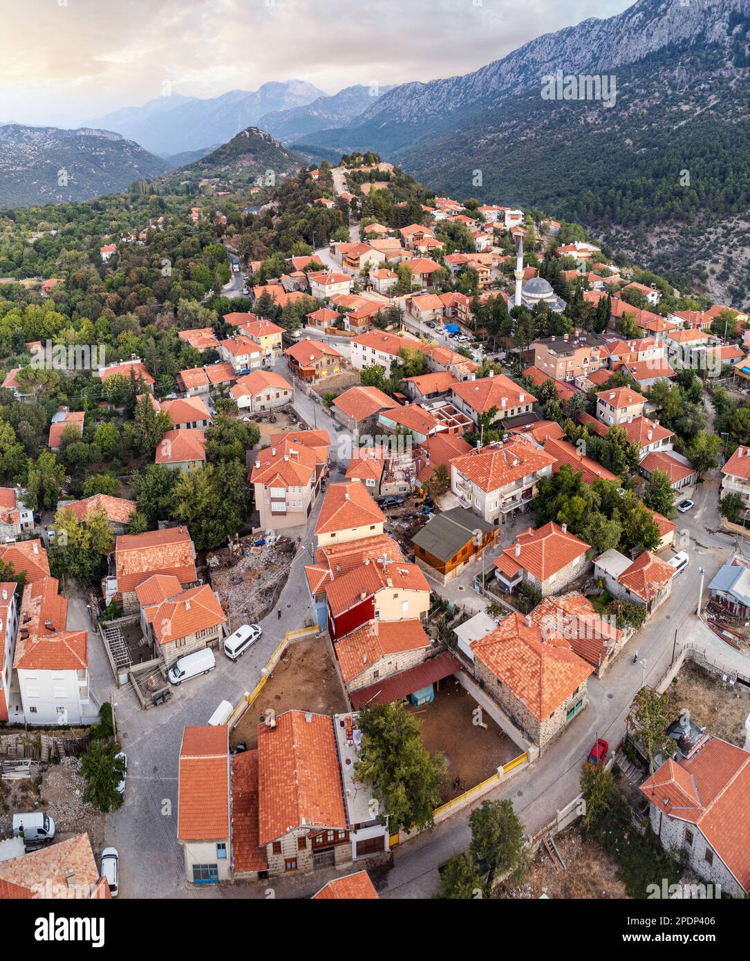 The serenity of the Ormana village, Turkey is palpable from above, with ...