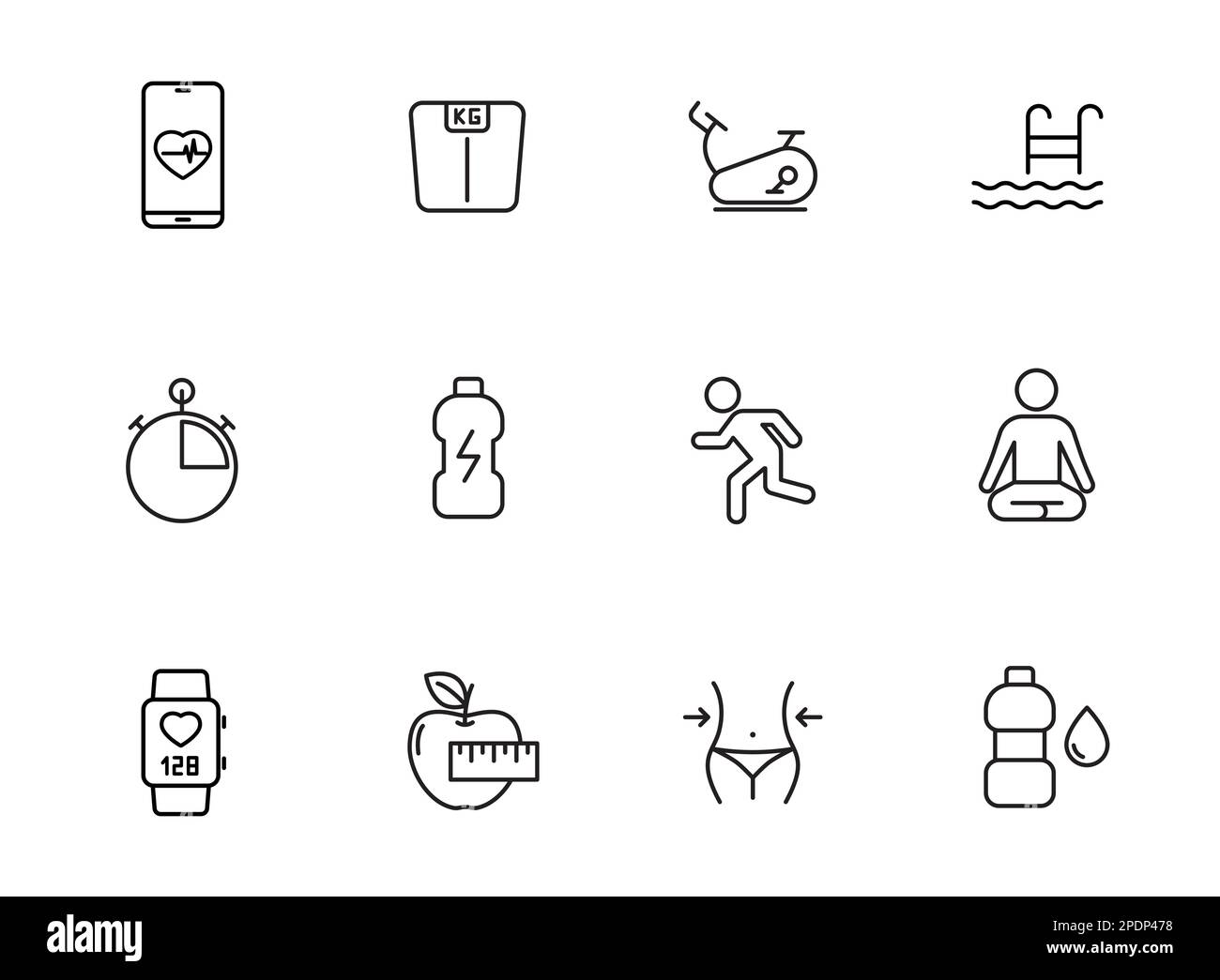 fitness line vector icons Stock Vector Image & Art - Alamy