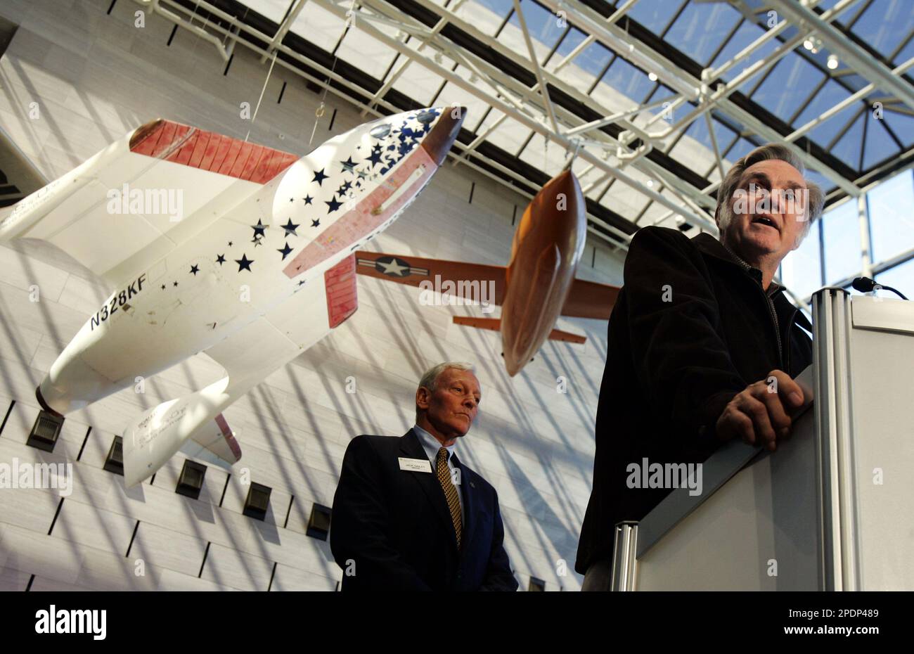 Burt Rutan, right, founder of Scaled Composites and design engineer of ...