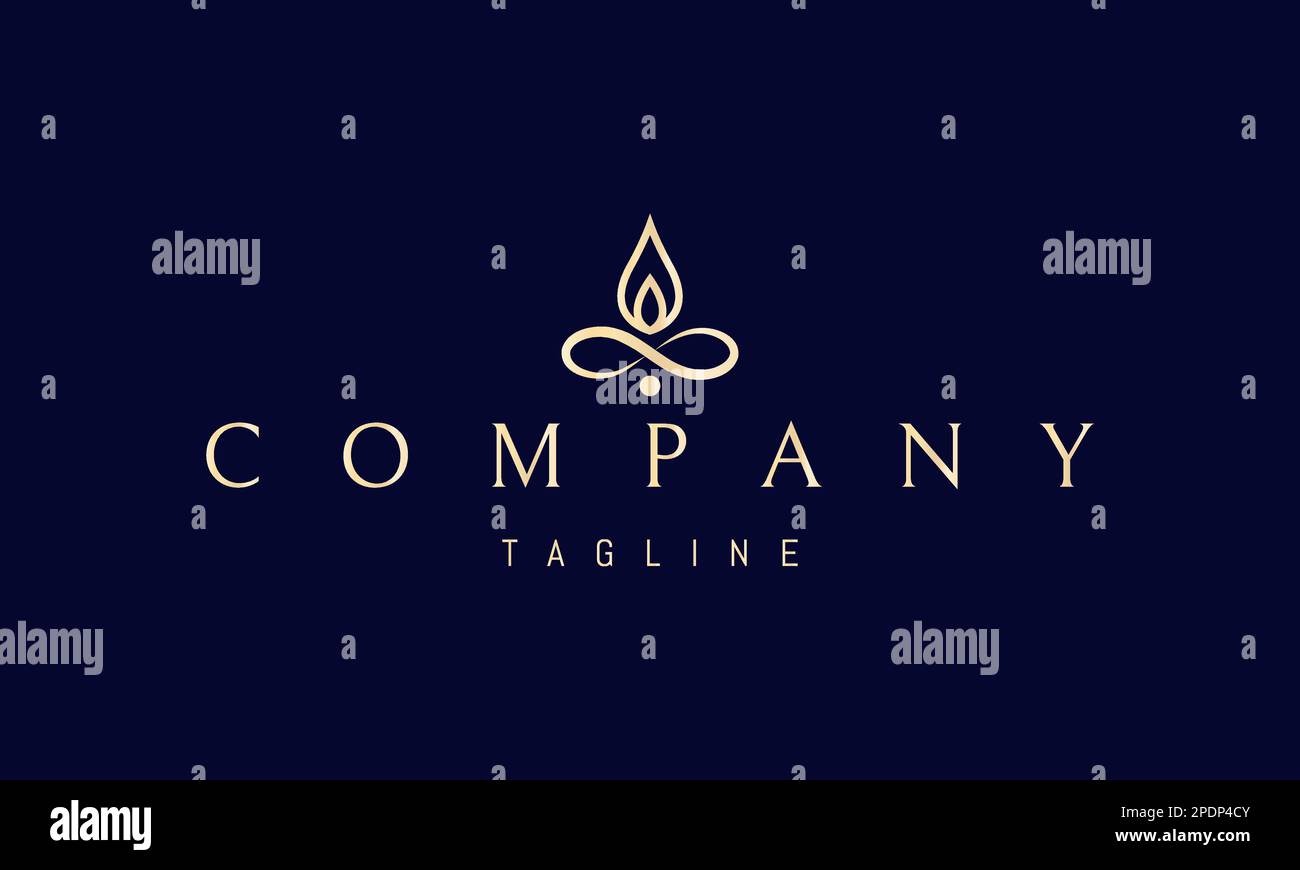 Vector golden logo on which an abstract image of the infinity sign with ...