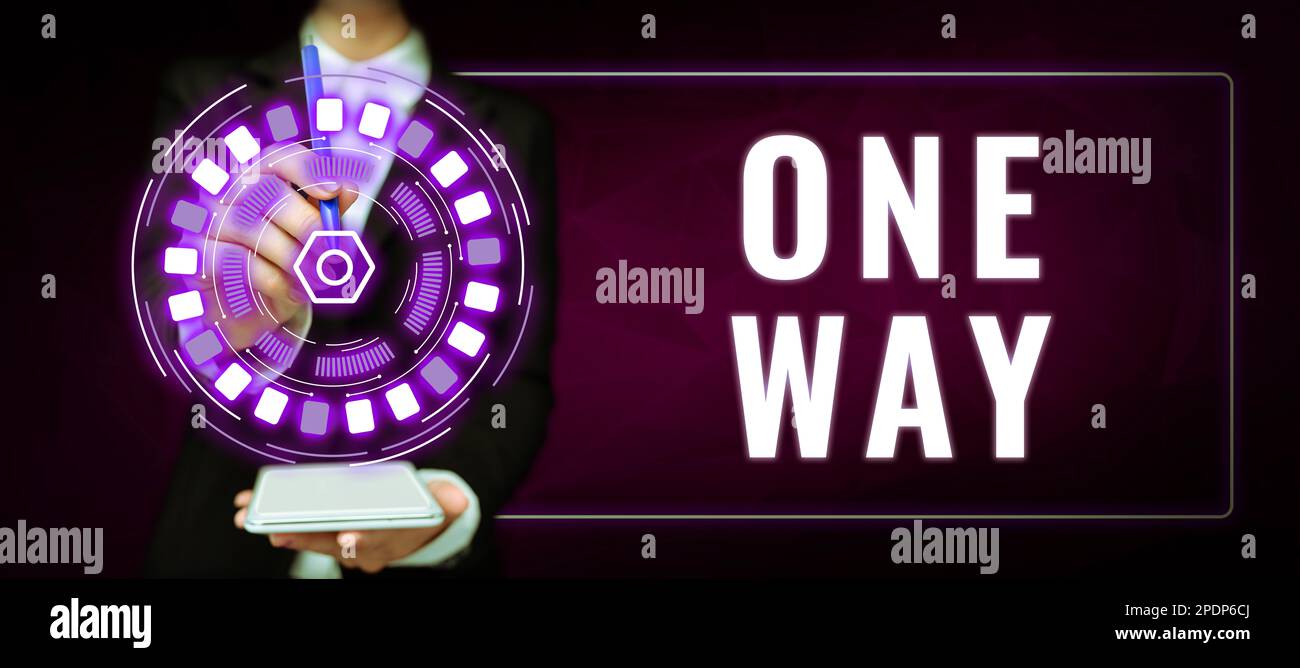 Text caption presenting One Way. Business showcase Only direction ...