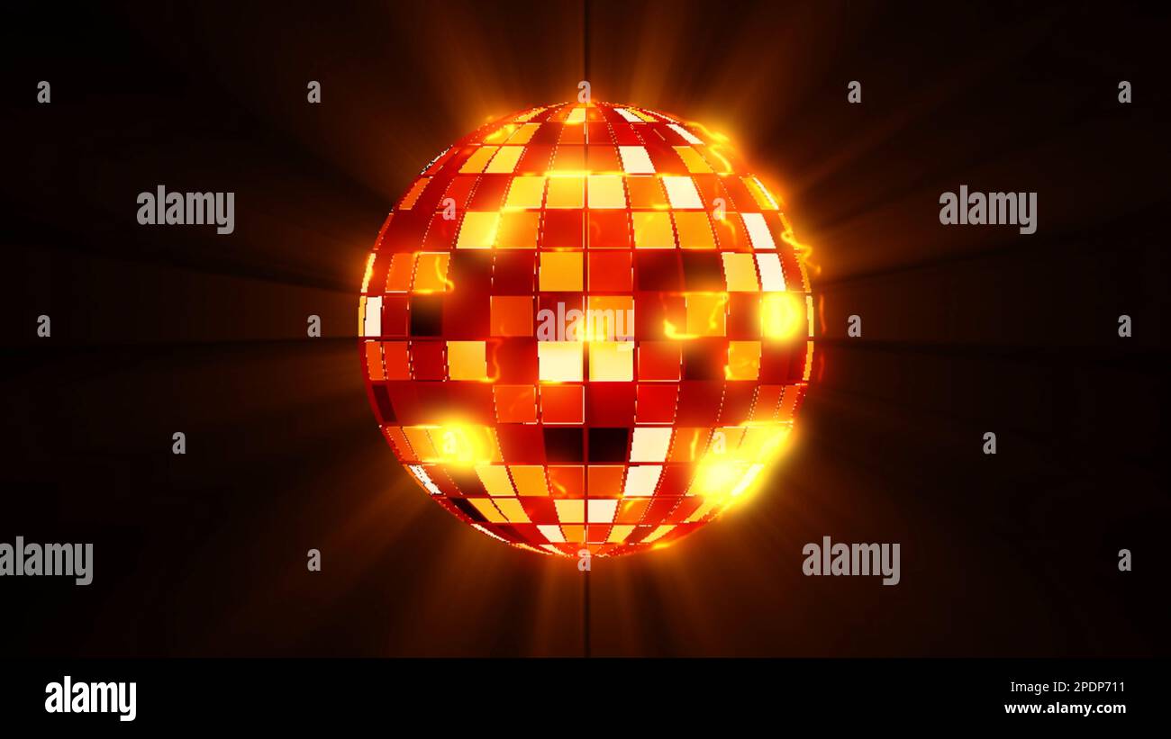 Red sphere globe with ray flame background. 2D layout illustration ...