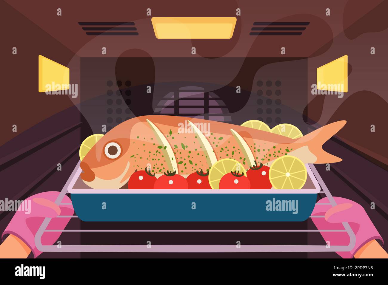 Fish tray bake Stock Vector Images - Alamy