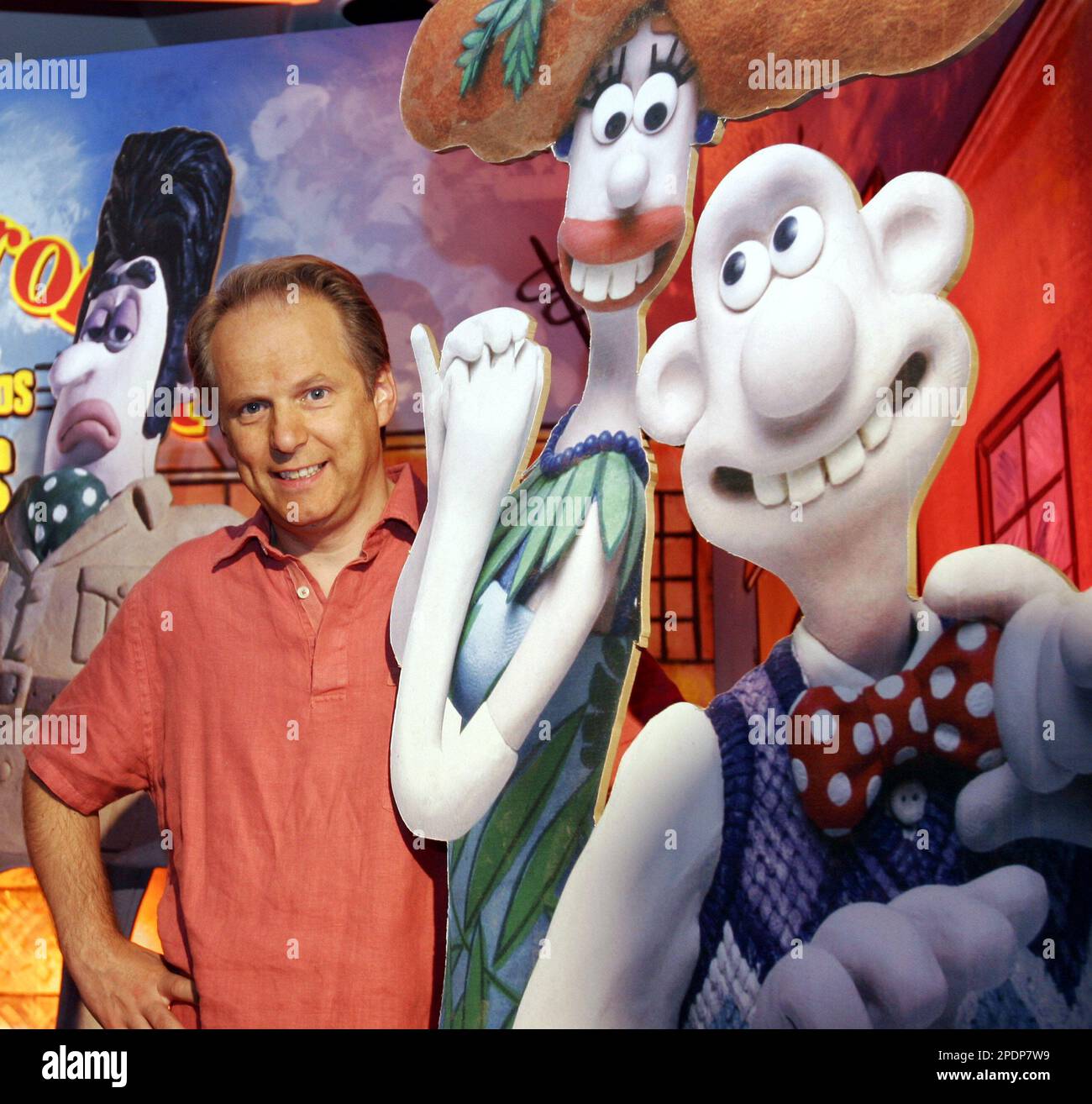 Director Nick Park poses with cartoon figures during a promotion for ...