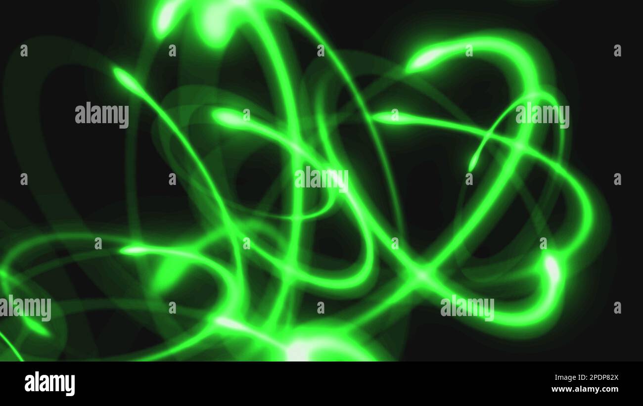 Glow green streak strand in dark background. 2D layout illustration ...
