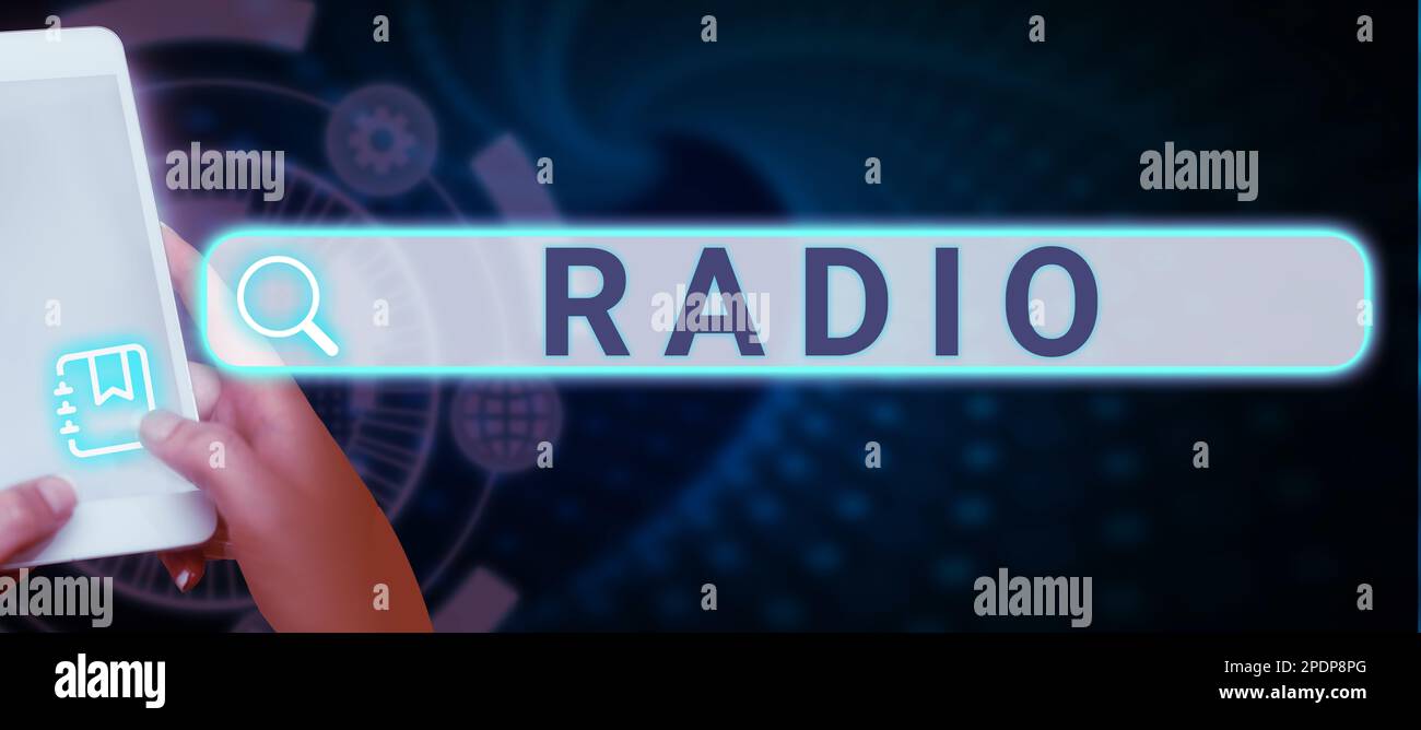 Text caption presenting Radio. Business overview transmission reception ...