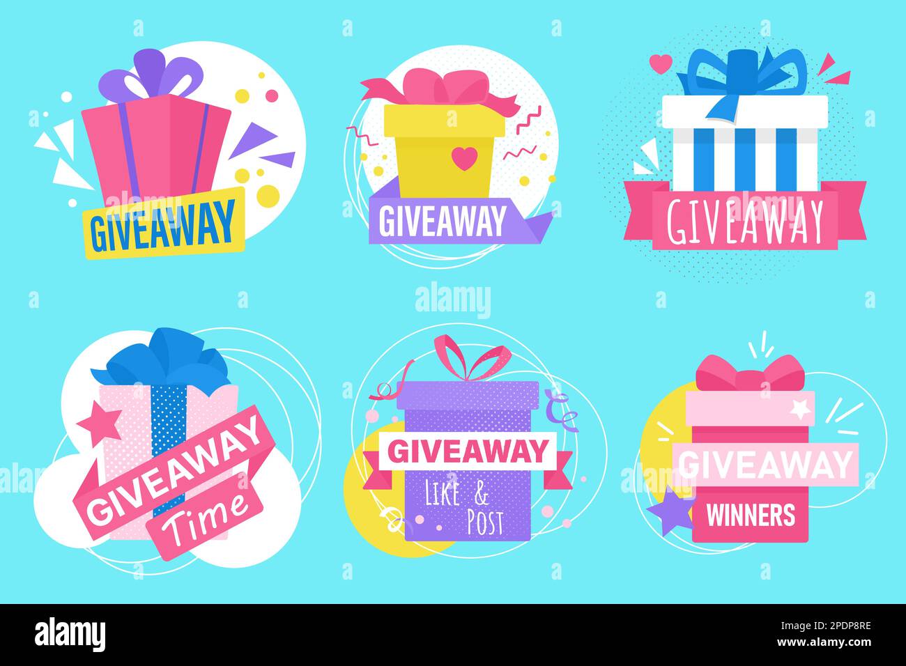 Giveaway in social media, prizes of contest set vector illustration ...