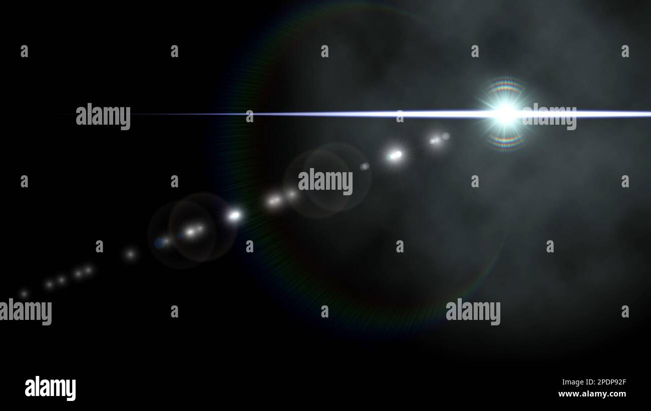 Lens flare animation in dust background. 2D layout illustration Stock ...