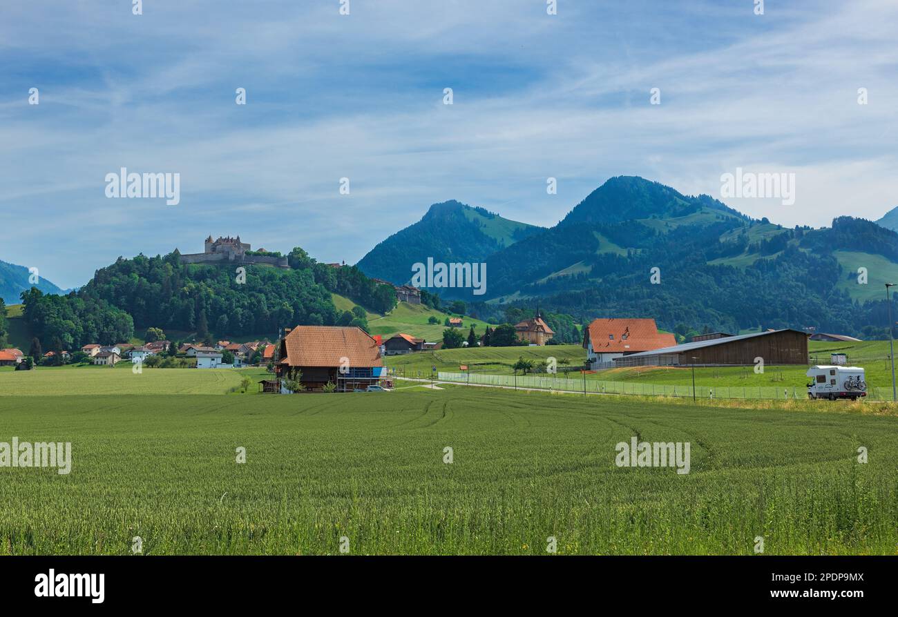 Switzerland fribourg gruyeres old town hi-res stock photography and ...