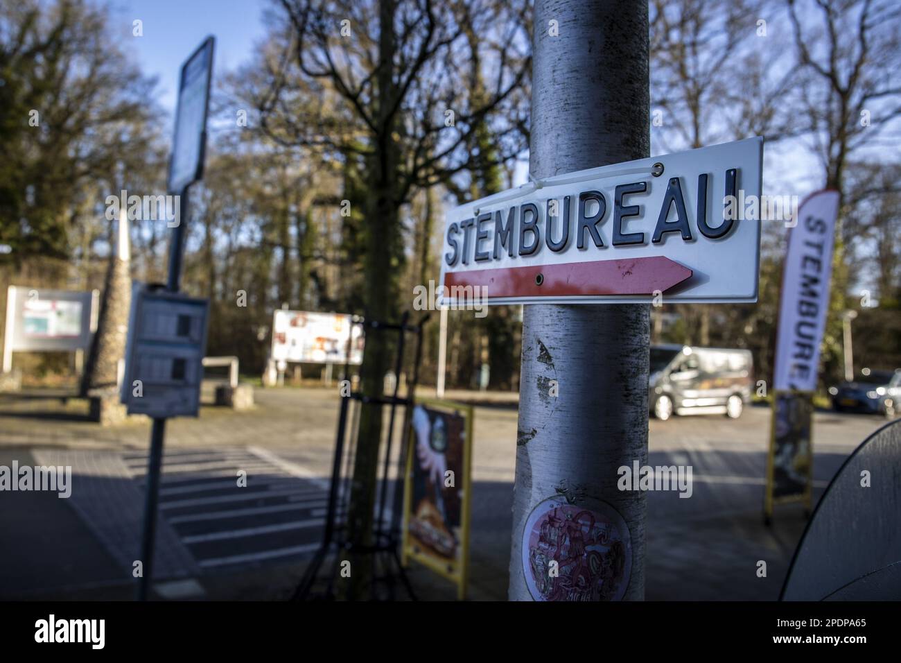 OMMEN - A bus stop in front of a polling station during a regional ...