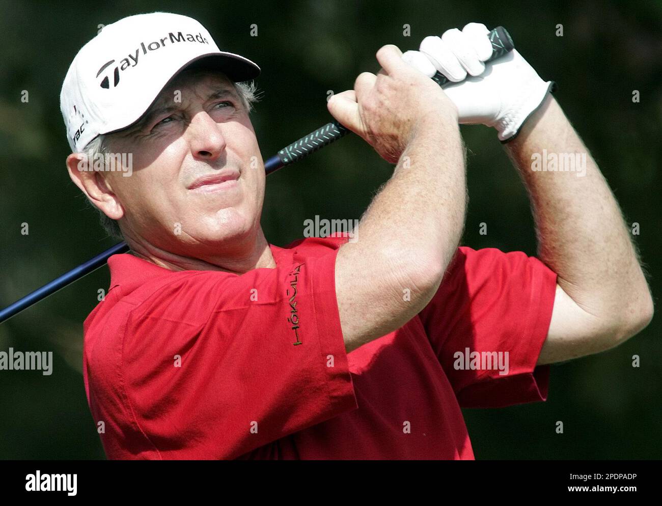 Hale Irwin tees off on the 18th hole on Sunday, Oct. 2, 2005, at the ...