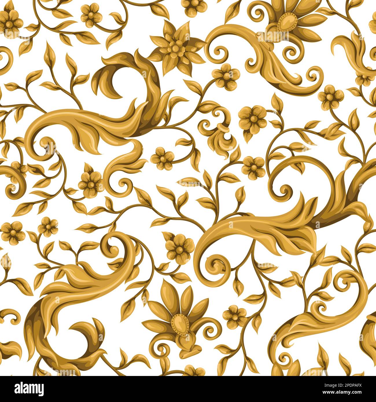 Seamless pattern with gold baroque elements. Vector Stock Vector Image ...