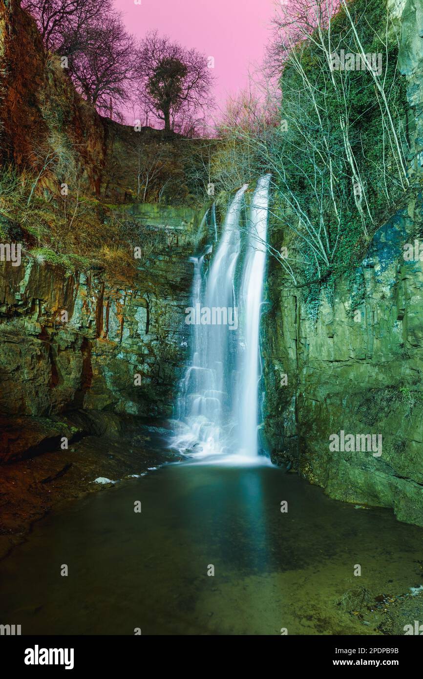 Tbilisi, Georgia, Night Scenic View Of Leghvtakhevi waterfall in rvier ...