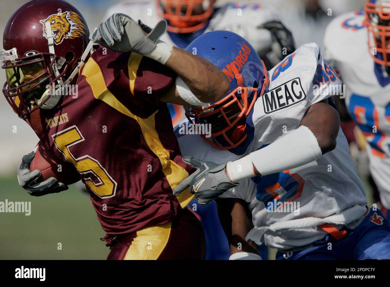Bethune Cookman's Eric Weems breaks away from Morgan State defensive ...