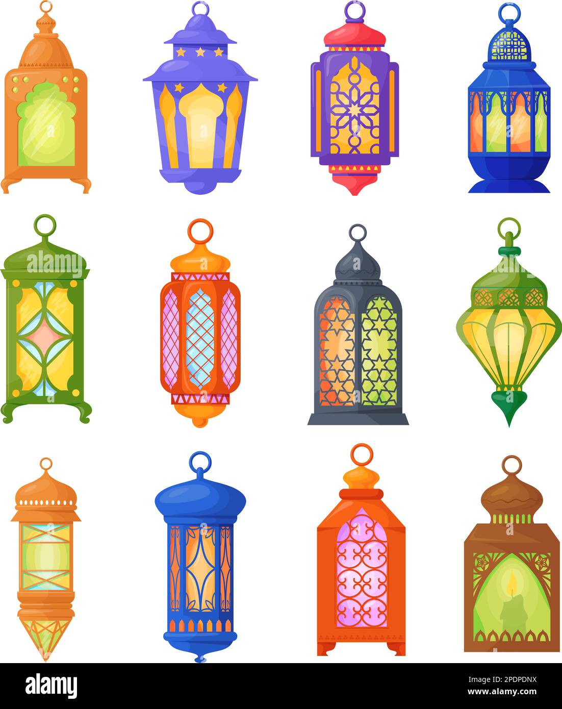 Famous lanterns. Cartoon ramadan lamps for iftar party, hanging old ...