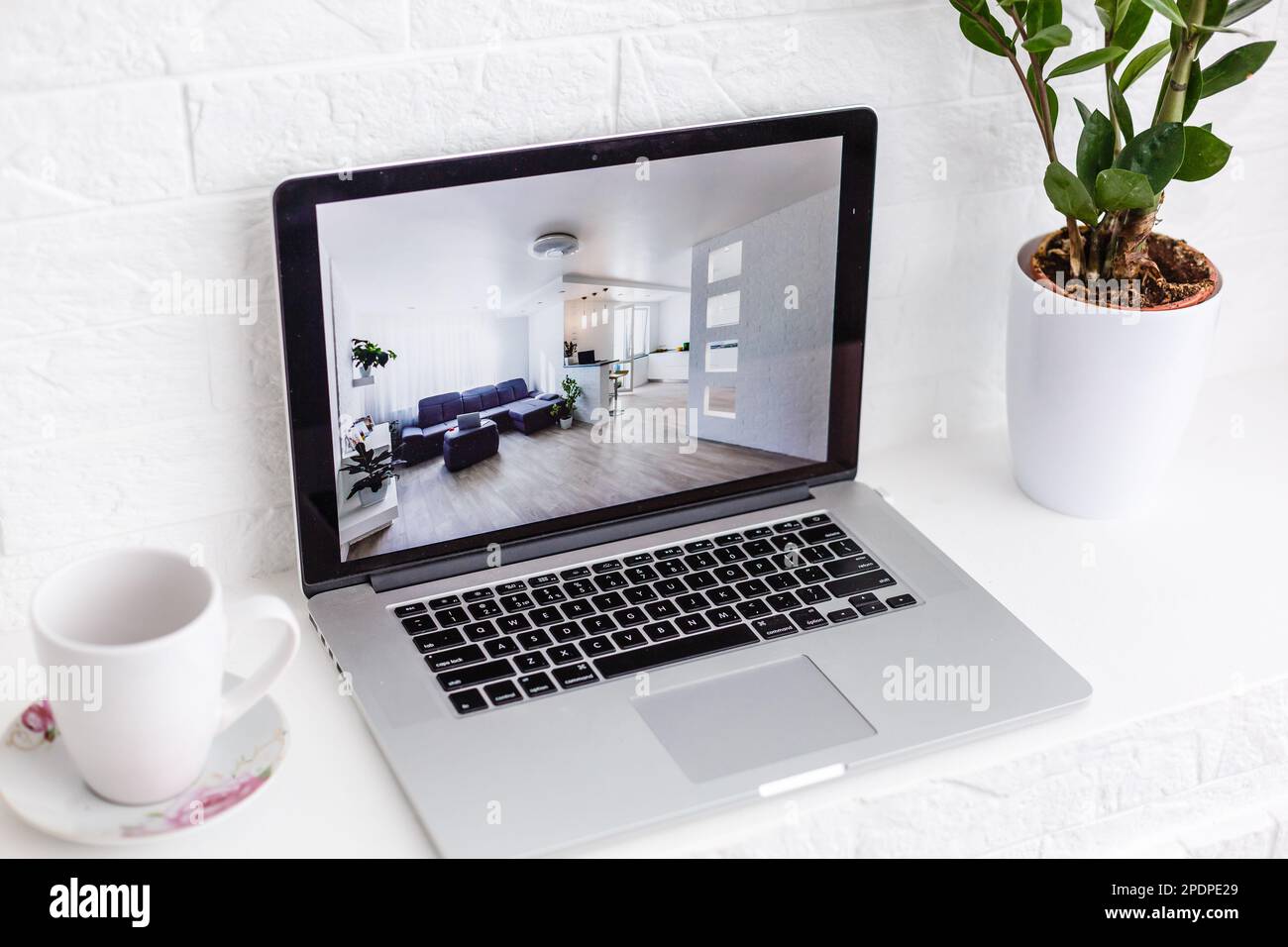 computer laptop with hotel booking screen on table in room Stock Photo ...