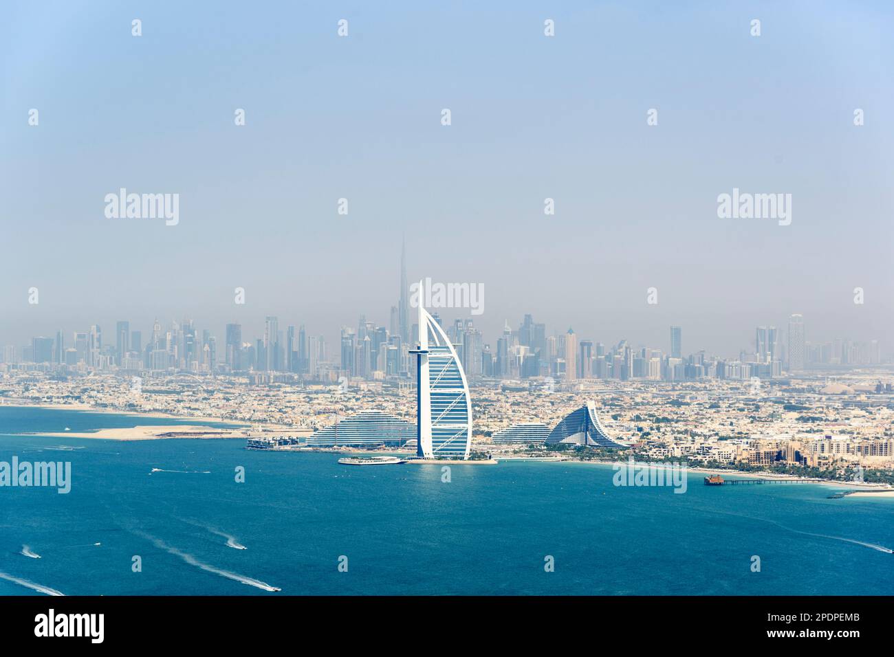 View of Burj Al Arab hotel, Burj Kalifa, Jumeirah Beach and Downtown ...