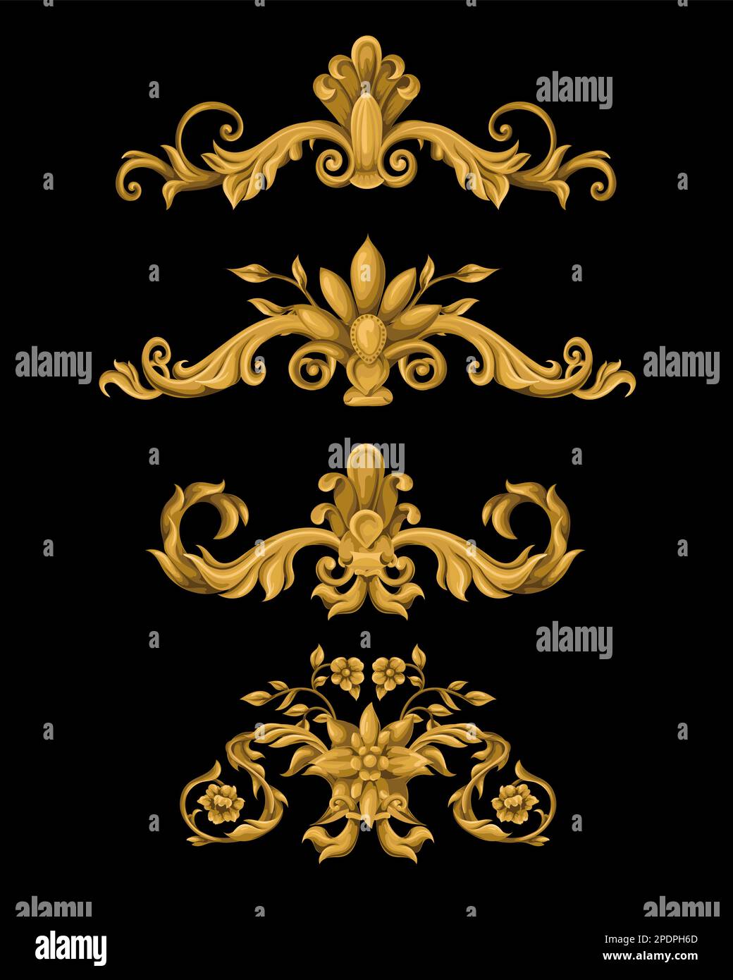 Gold baroque elements isolated. Vector Stock Vector Image & Art - Alamy