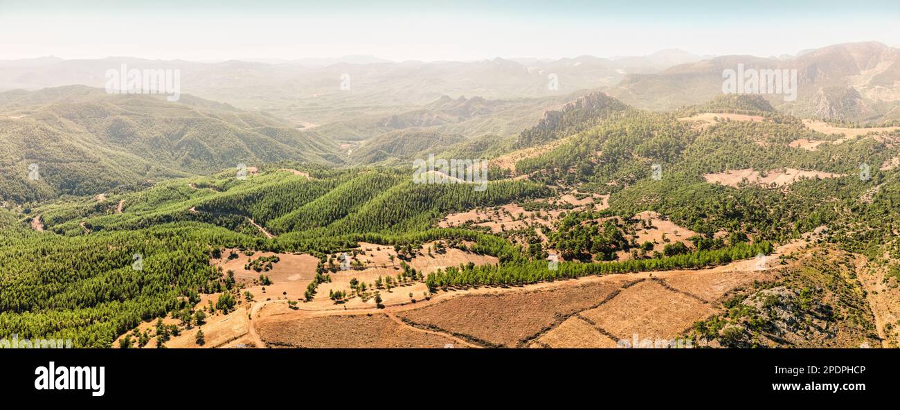 aerial view of a mountain highland plateau in Turkey or Turkiye Stock ...
