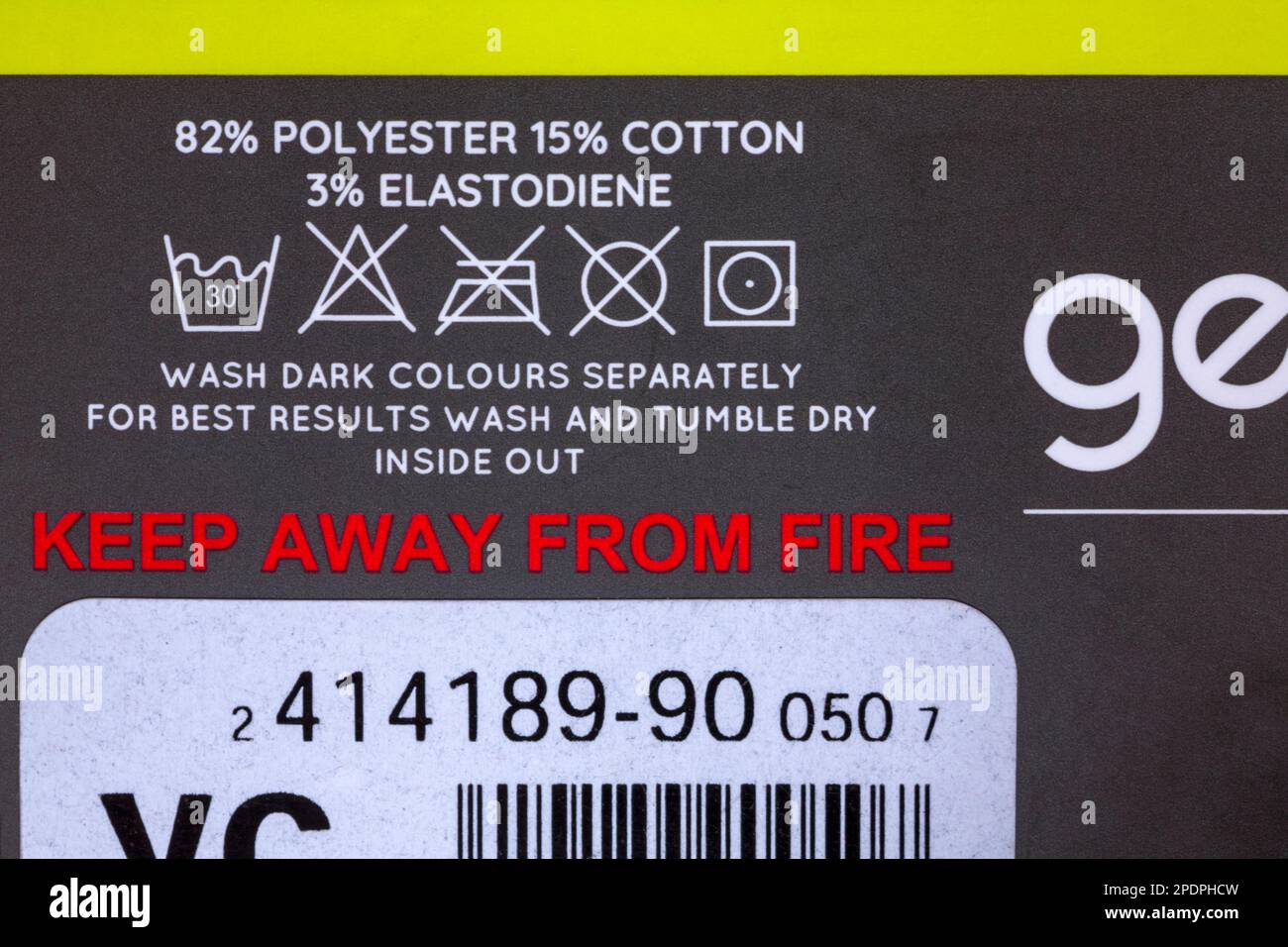 Detail on packaging of pair of Gelert socks - 82% polyester 15% cotton ...