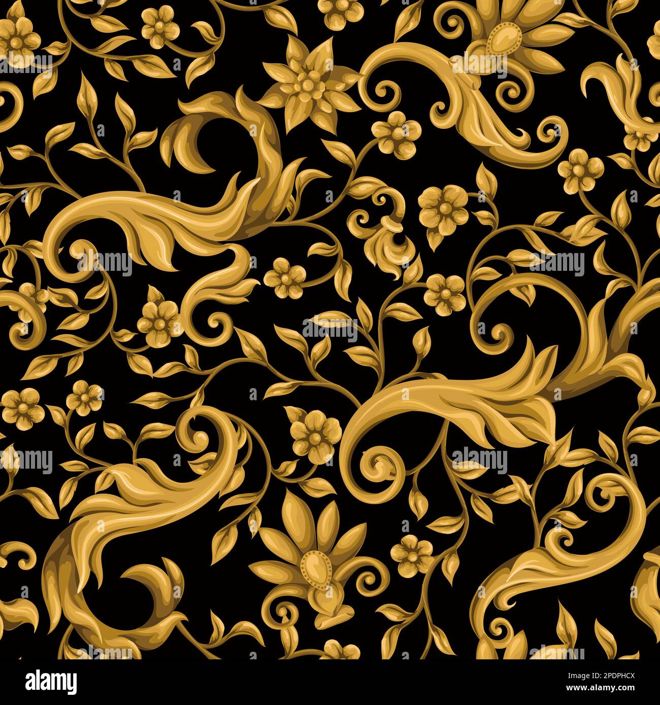 Seamless pattern with gold baroque elements. Vector Stock Vector Image ...