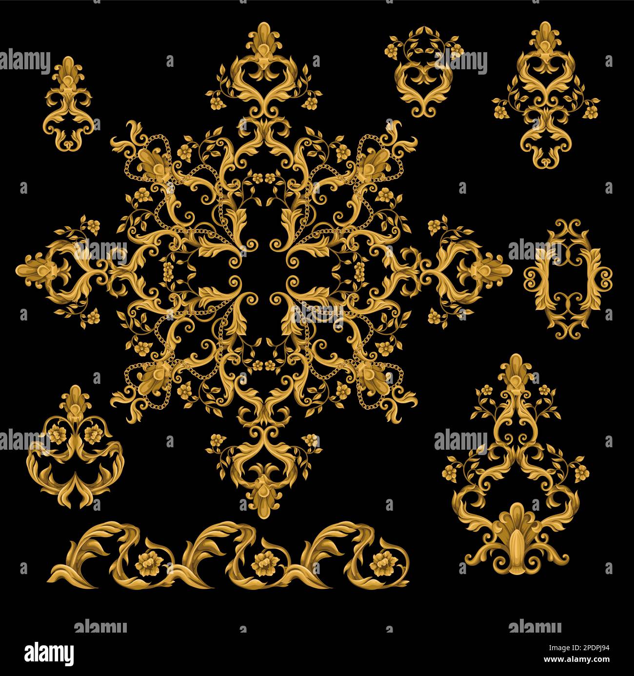 Gold baroque elements isolated. Vector Stock Vector Image & Art - Alamy