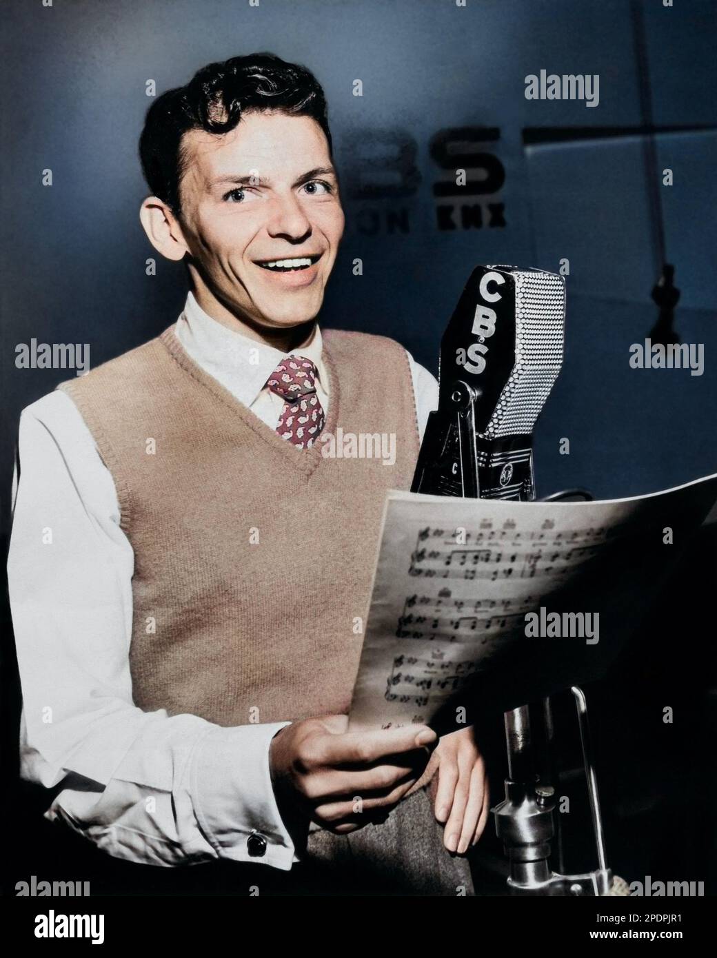 Frank Sinatra (1944 CBS Radio publicity photo) colorized Stock Photo ...