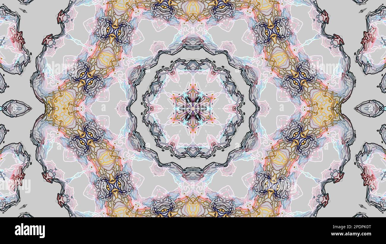Floral pattern mandala kaleidoscope background. 2D layout illustration ...