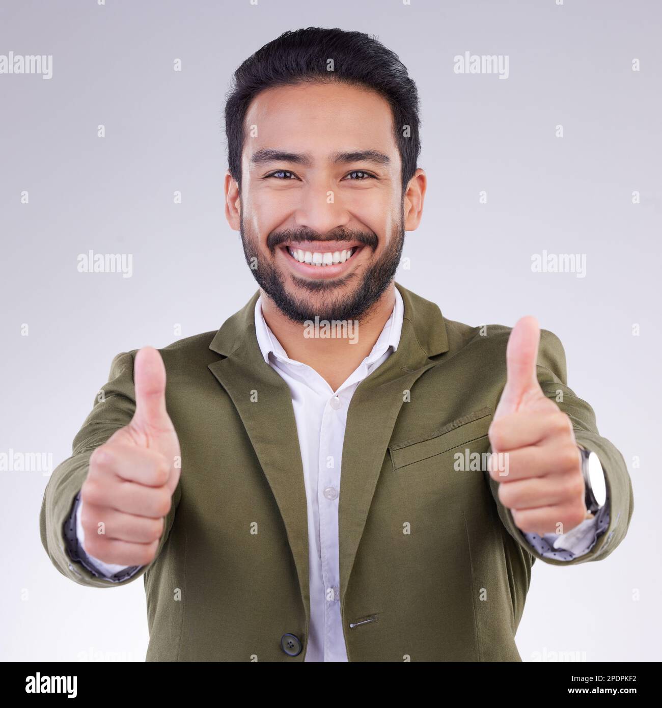Thumbs up, successful and portrait of businessman happy and smile for ...
