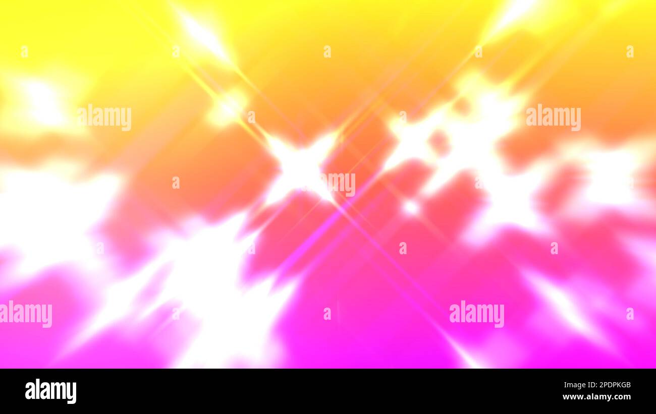 White glow glittering in gradient yellow and pink background. 2D layout ...