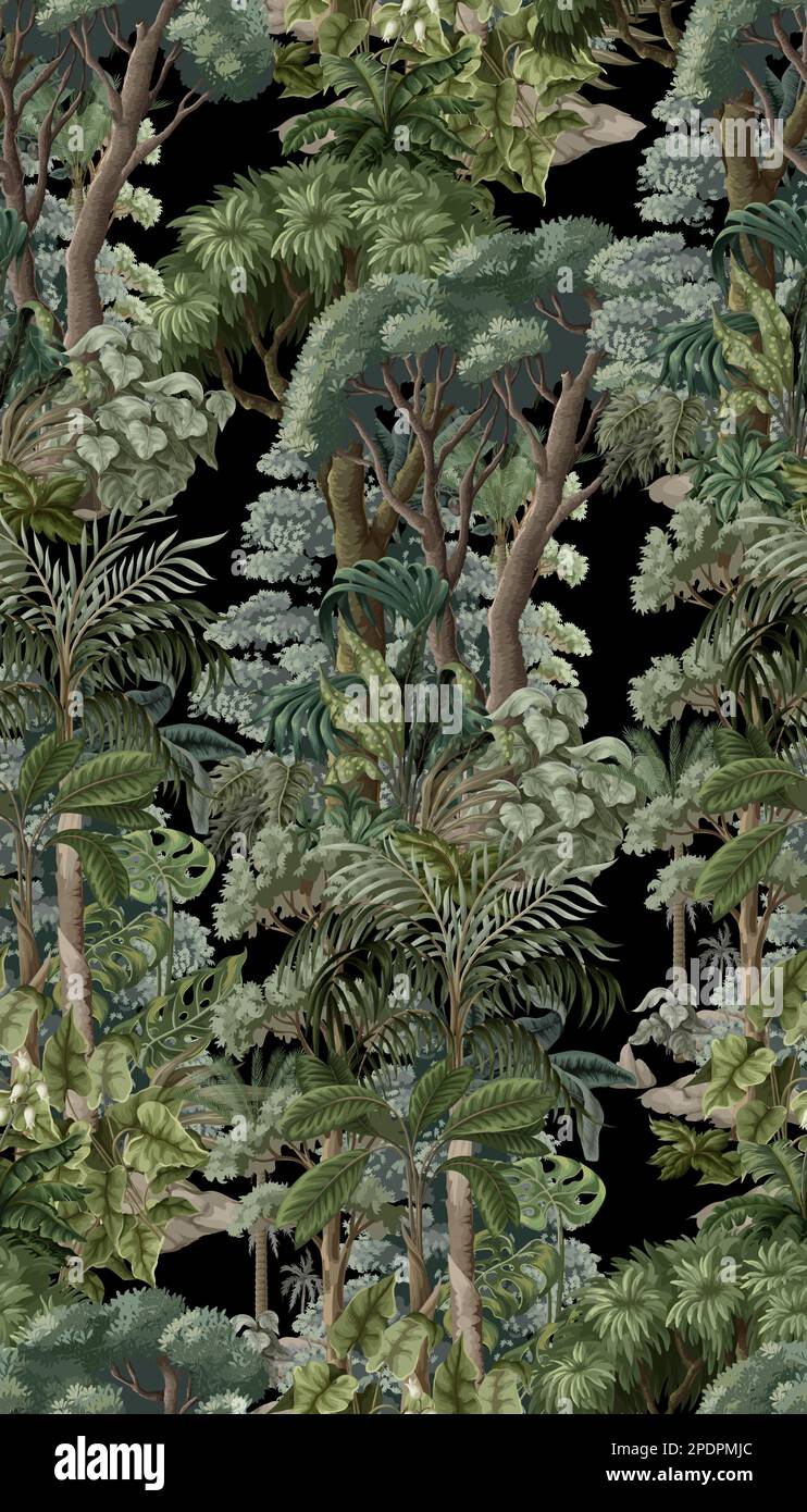 Luxury seamless pattern with jungle trees. Vector Stock Vector Image ...