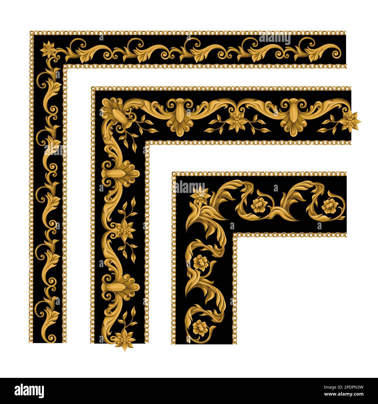 Border with gold baroque elements. Vector Stock Vector Image & Art - Alamy