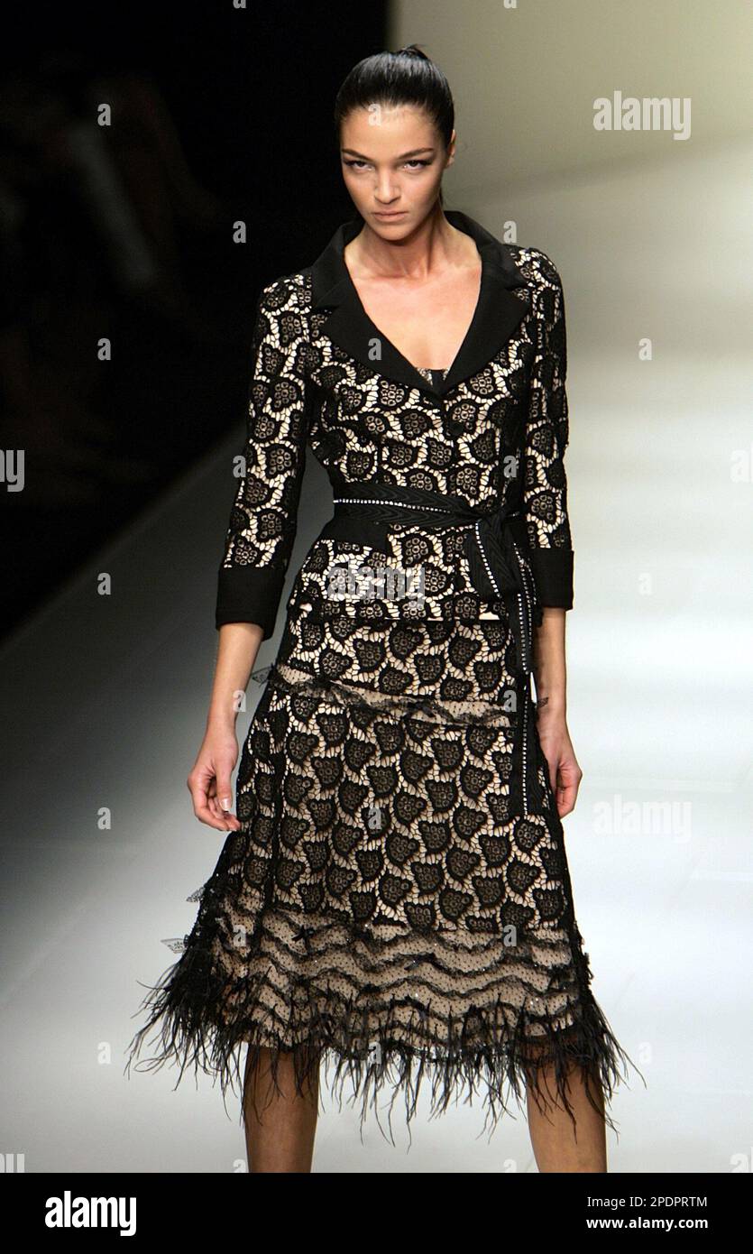 Italian top model Maria Carla Boscone wears an outfit part of the La ...