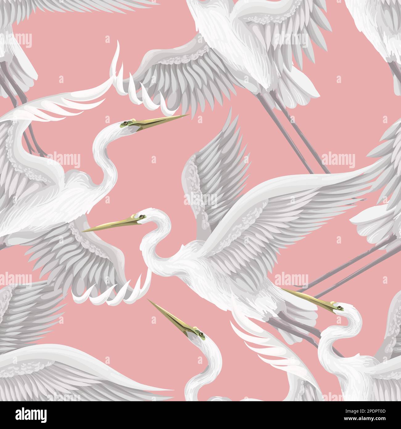Seamless pattern with white herons. Vector Stock Vector Image & Art - Alamy