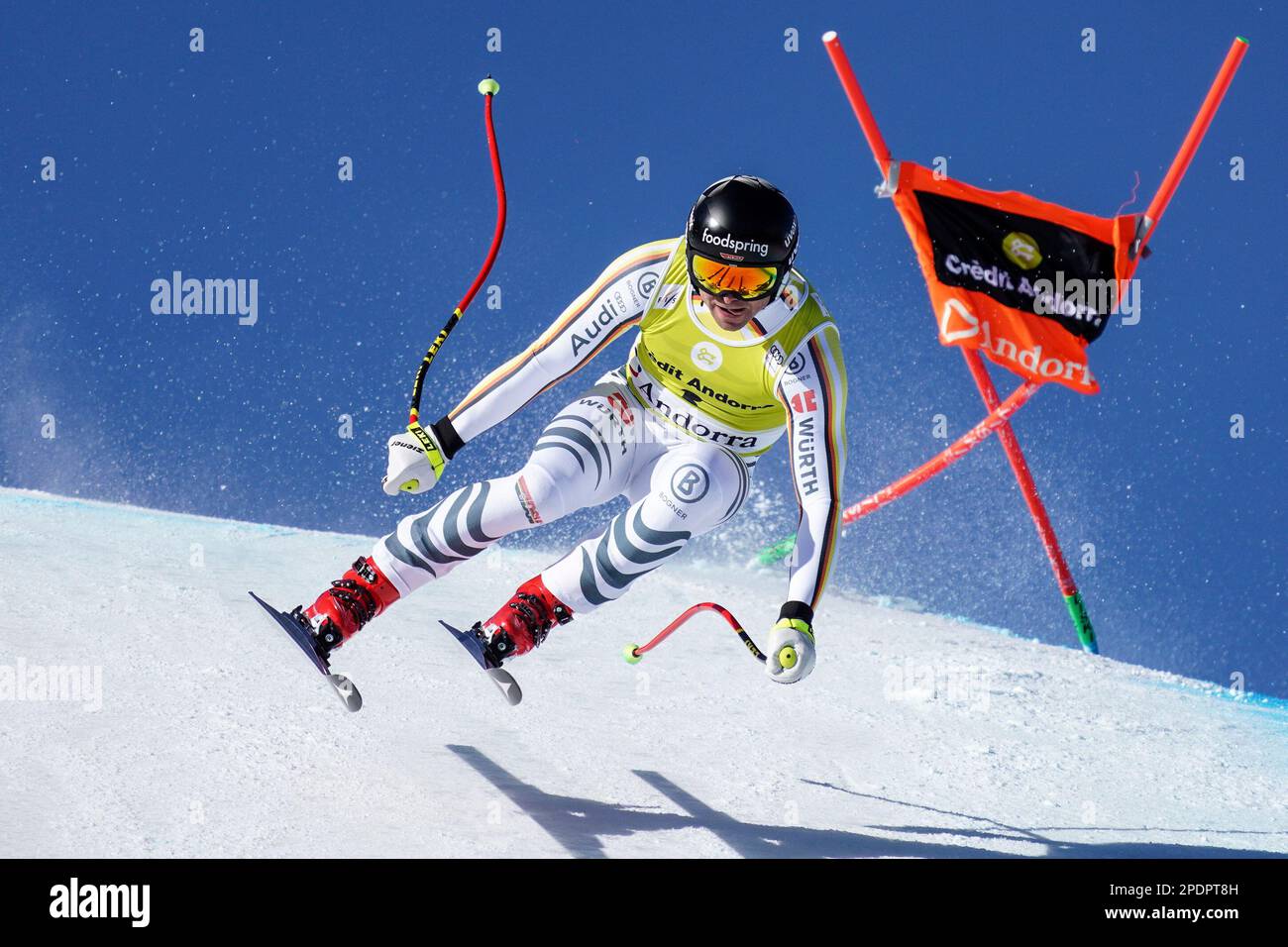Germany's Andreas Sander speeds down the course during an alpine ski ...
