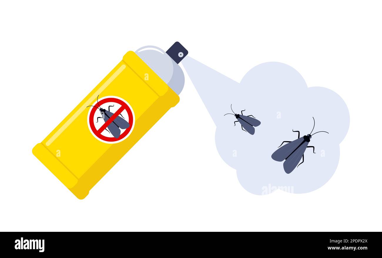 Spraying insecticide on moth. Pest control. Aerosol for bug bite ...
