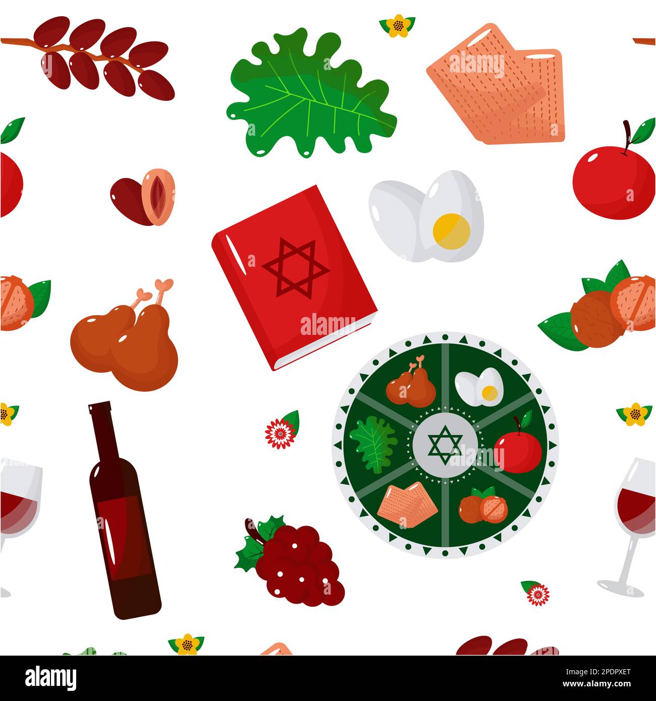 Pattern Jewish holiday Passover, Pesach, traditional icons and symbols ...