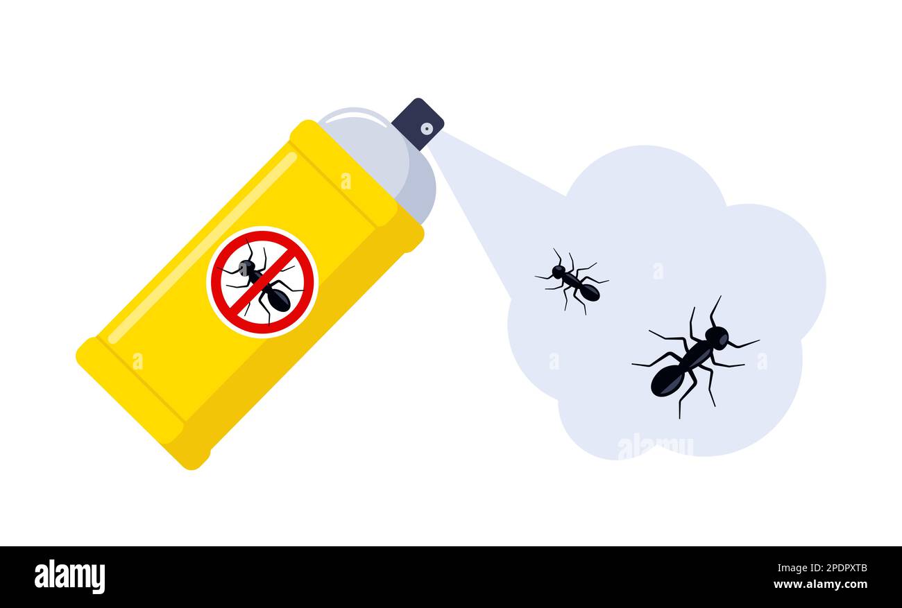 Spraying insecticide on ant. Pest control. Aerosol for bug bite ...