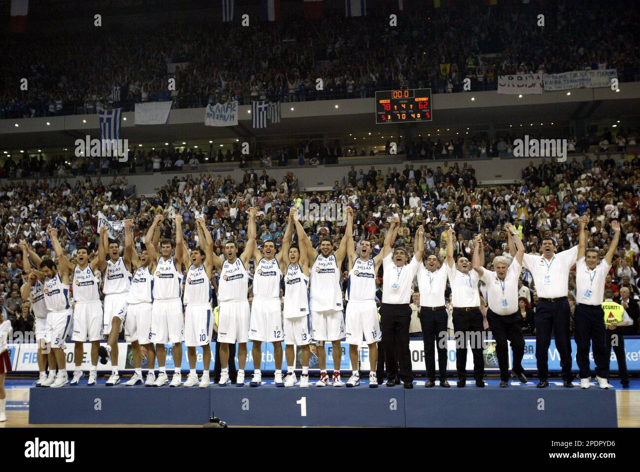 Greek team stpes on winners podium after final game against Germany at ...
