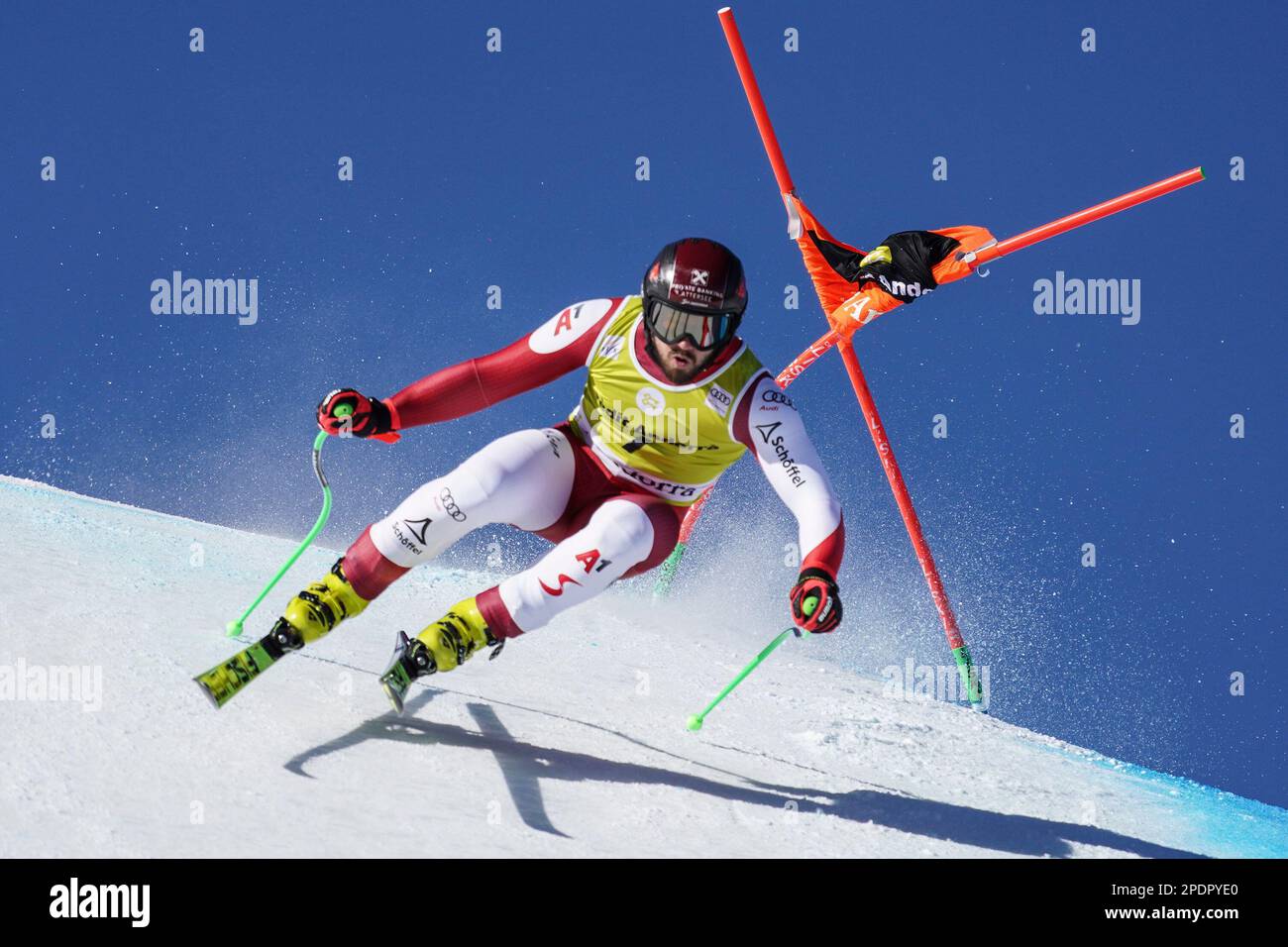 Austria's Daniel Hemetsberger speeds down the course during an alpine ...