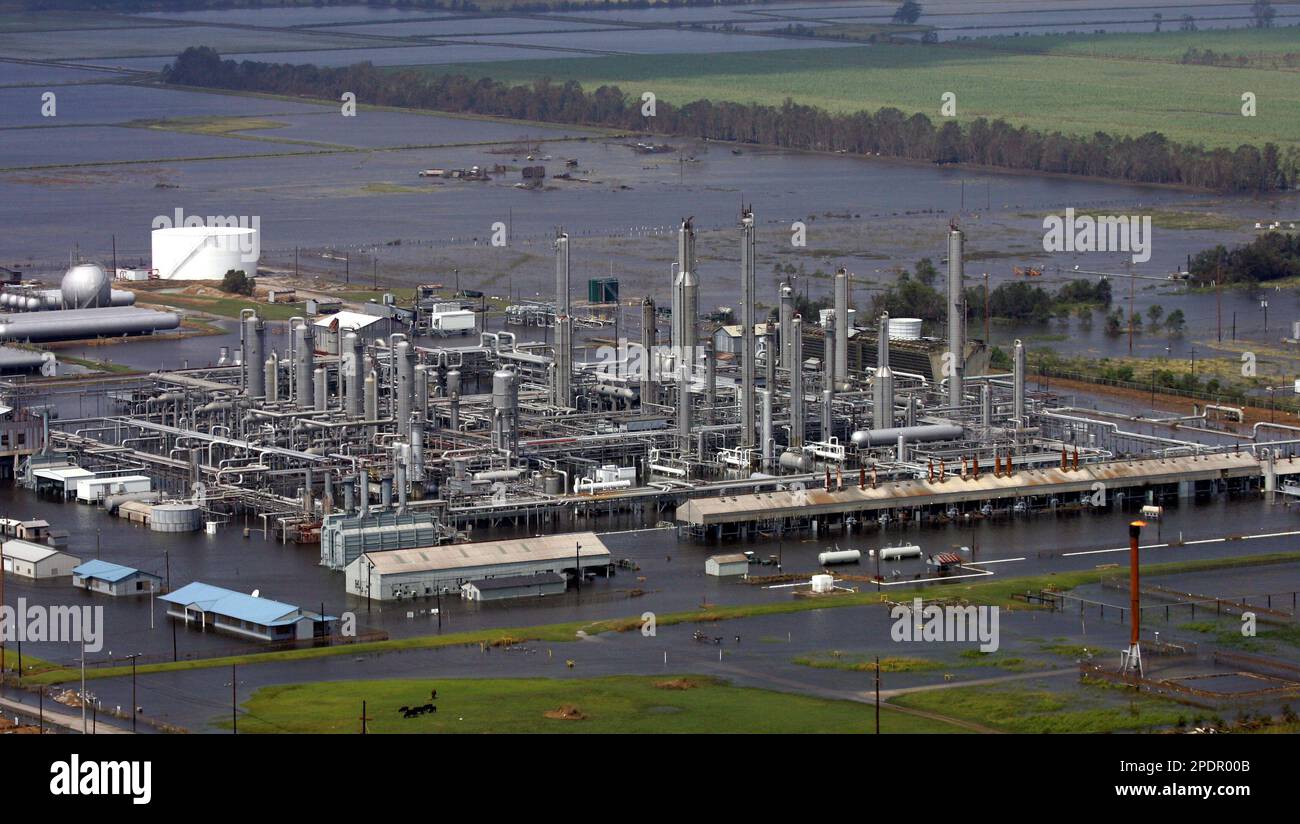 The Henry Hub natural gas facility is surrounded by floodwaters in the ...