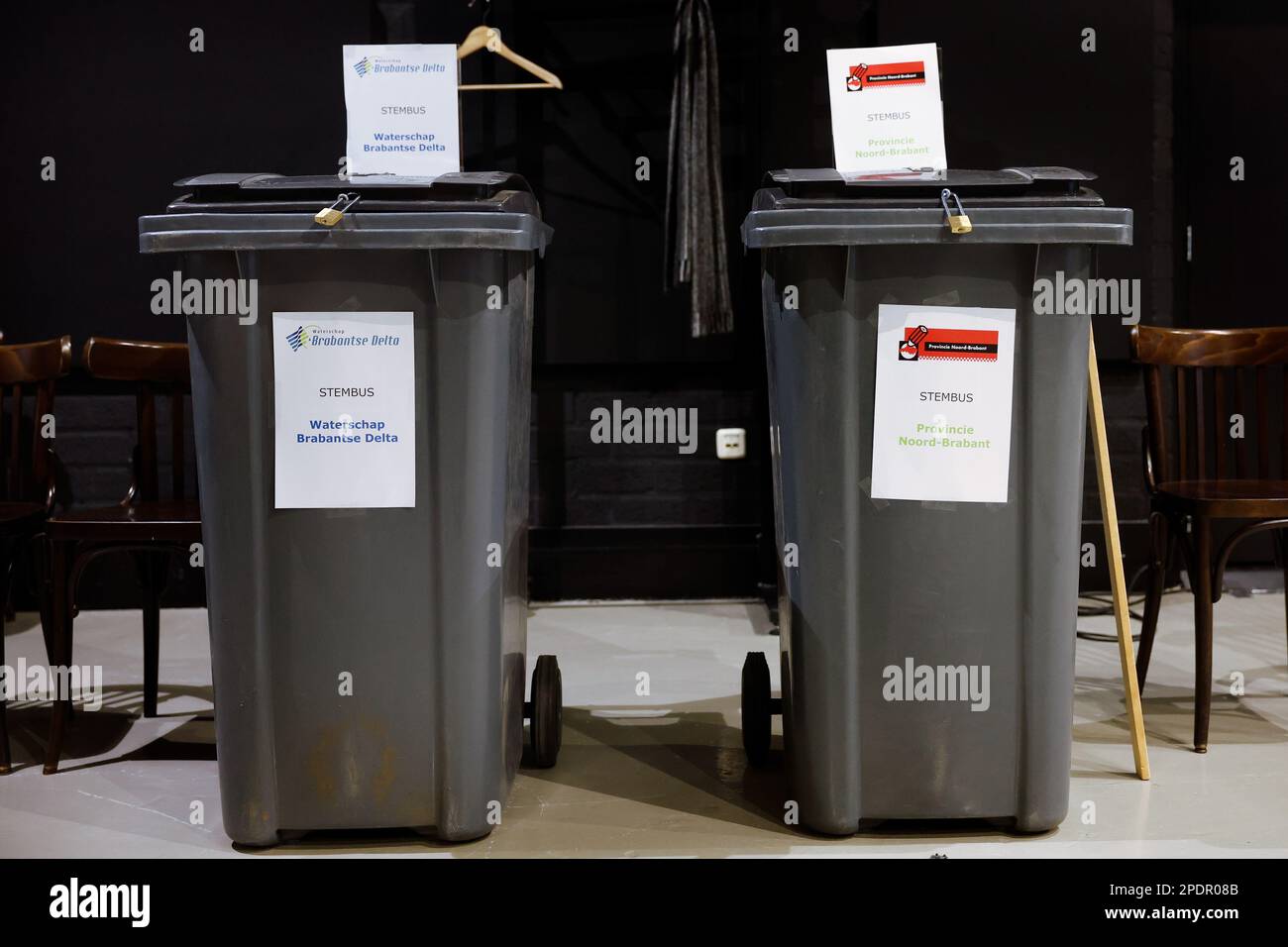 BREDA - Ballot boxes in the polling station for the Provincial Council ...