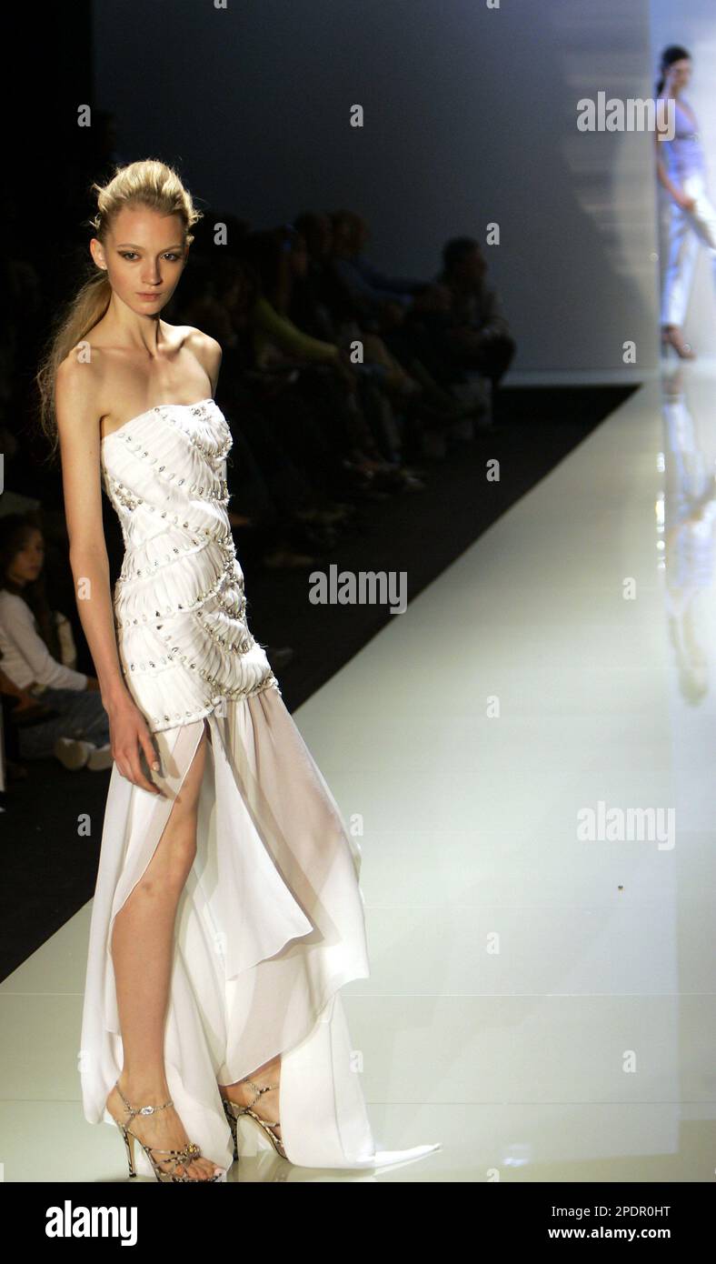 A model shown at the Clips fashion collection for the Spring/Summer ...