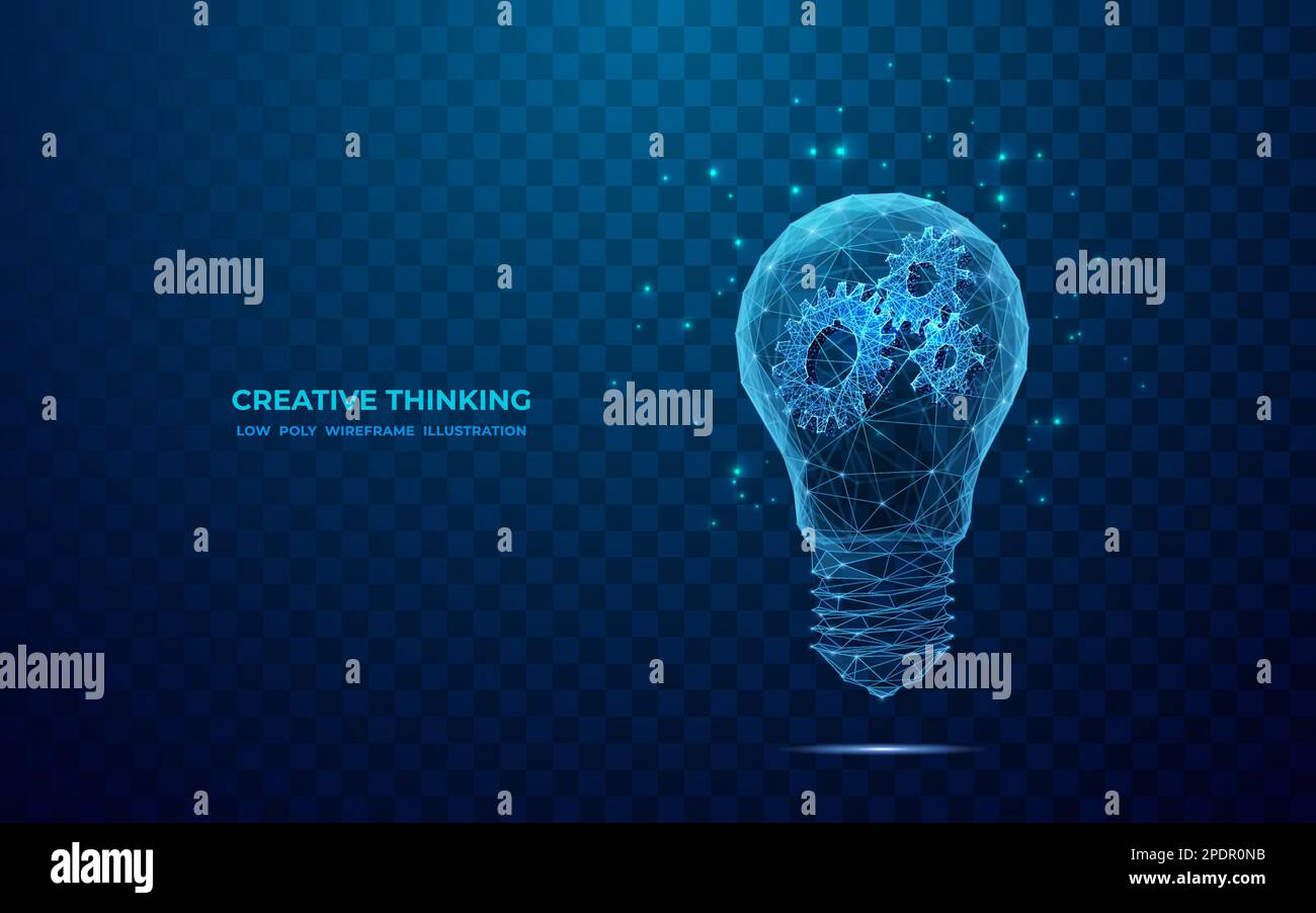 Abstract blue light bulb and cog wheels Stock Vector Image & Art - Alamy